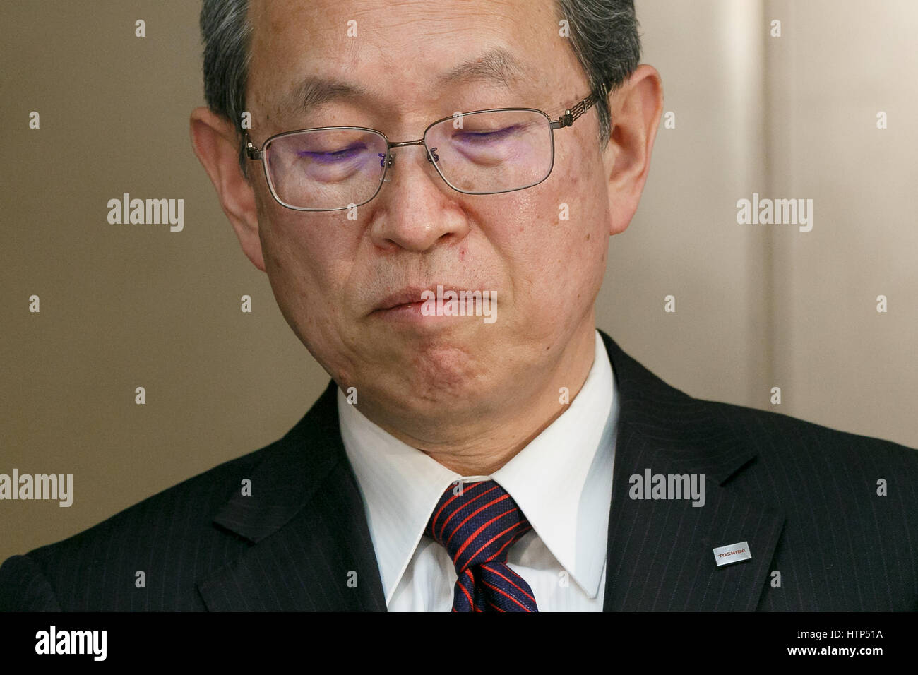 Tokyo, Japan. 14th March 2017. Toshiba Corp. President Satoshi ...