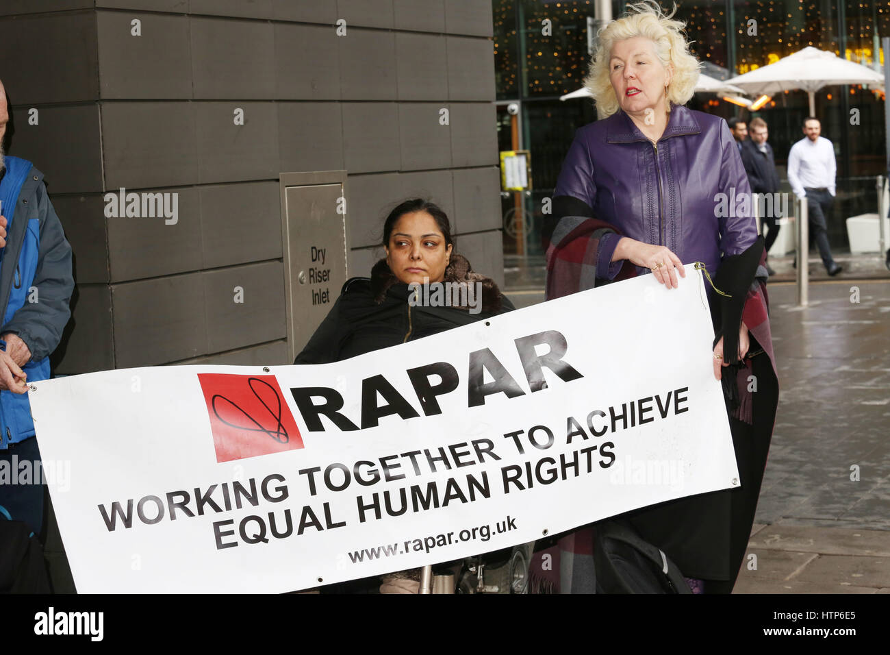 Manchester, UK. 14th Mar, 2017. Rhetta Moran from RAPAR, the human ...