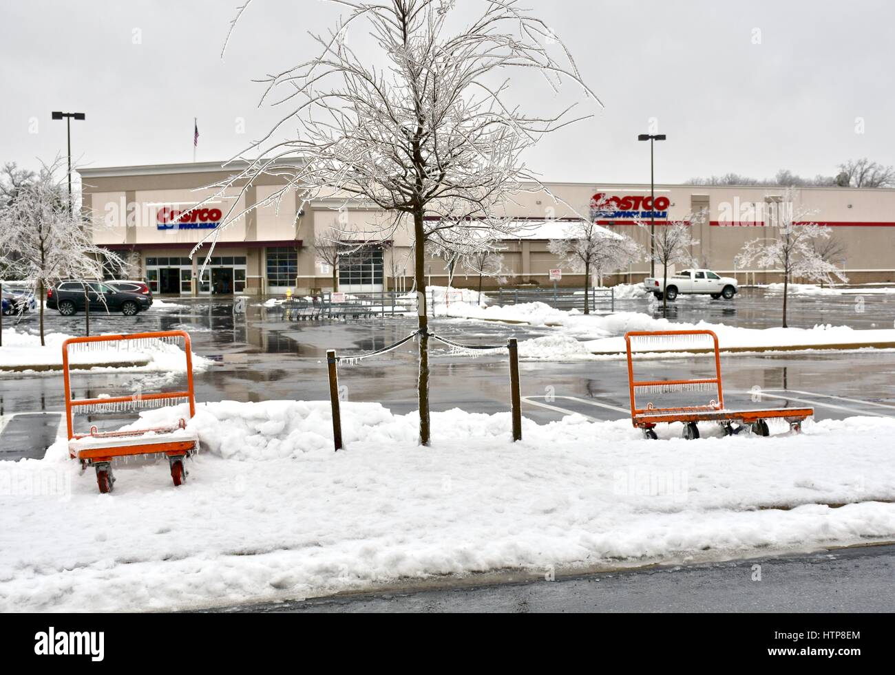 Maryland, USA - March 14, 2017: Winter storm Stella pushes through the ...