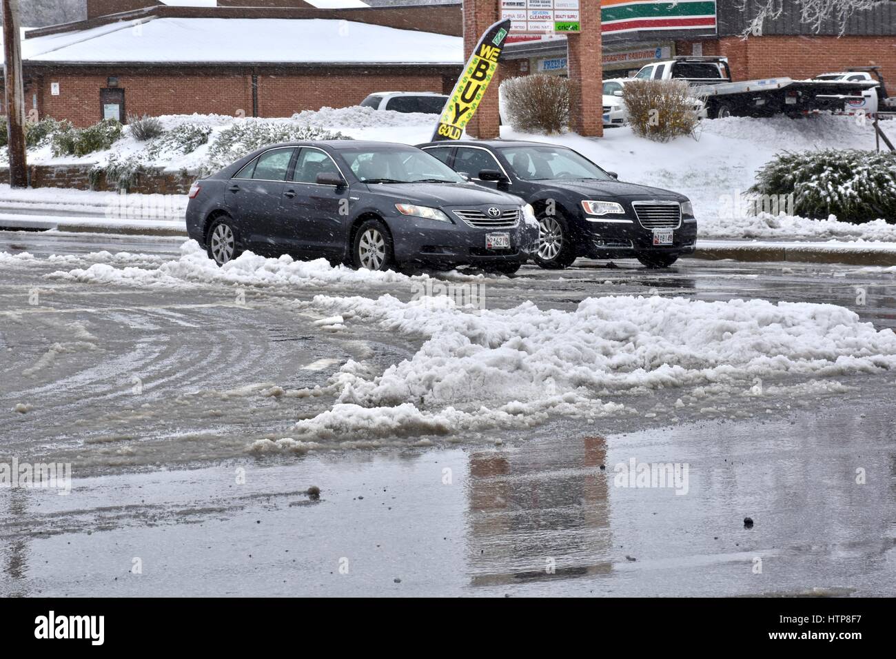 Maryland, USA - March 14, 2017: Winter storm Stella pushes through the ...