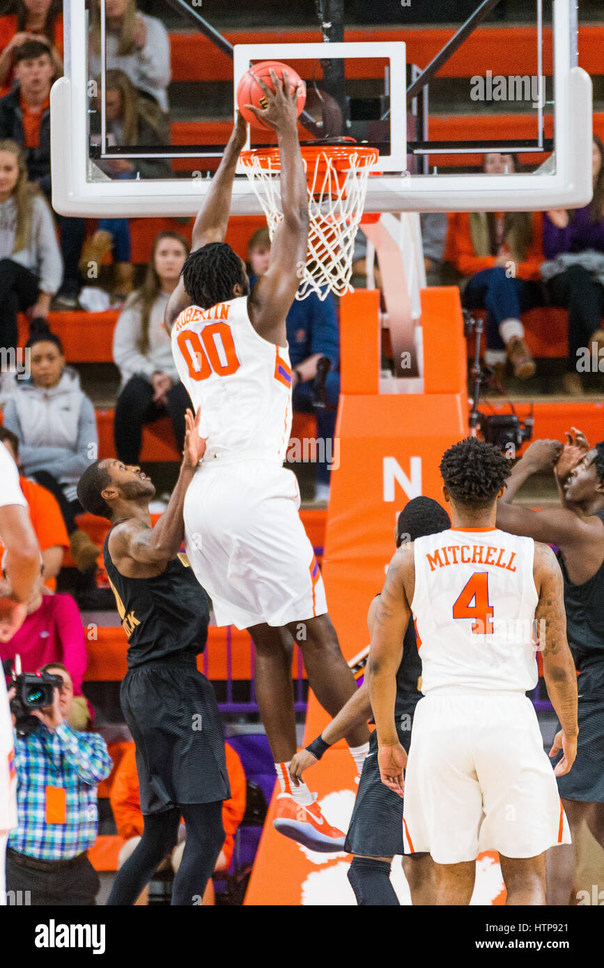 Clemson Tigers center Legend Robertin (00) dunks during 1st half action ...
