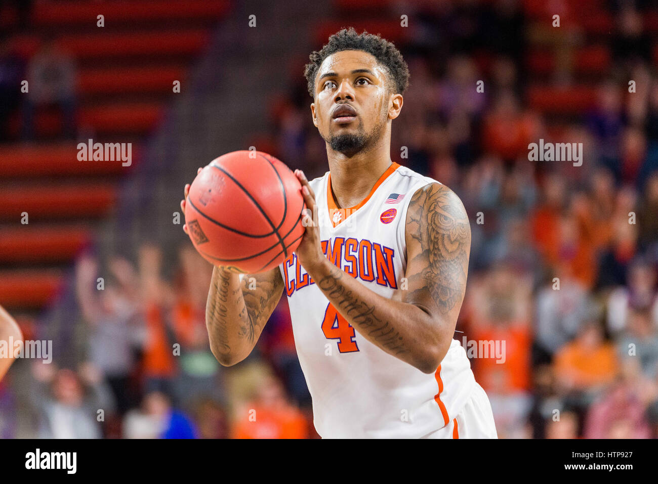 Clemson Tigers guard Shelton Mitchell (4) shoots a free throw during ...