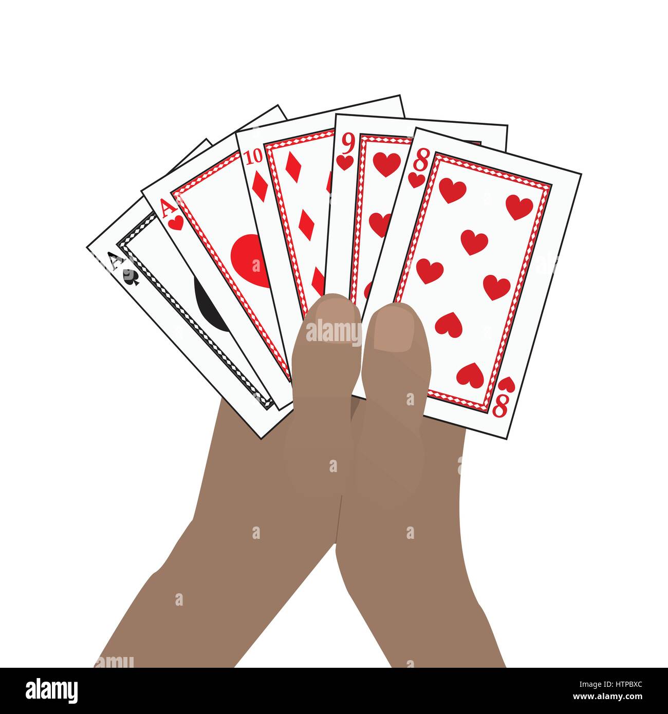 Hands HOLD poker cards. on a white background. Illustration for your ...
