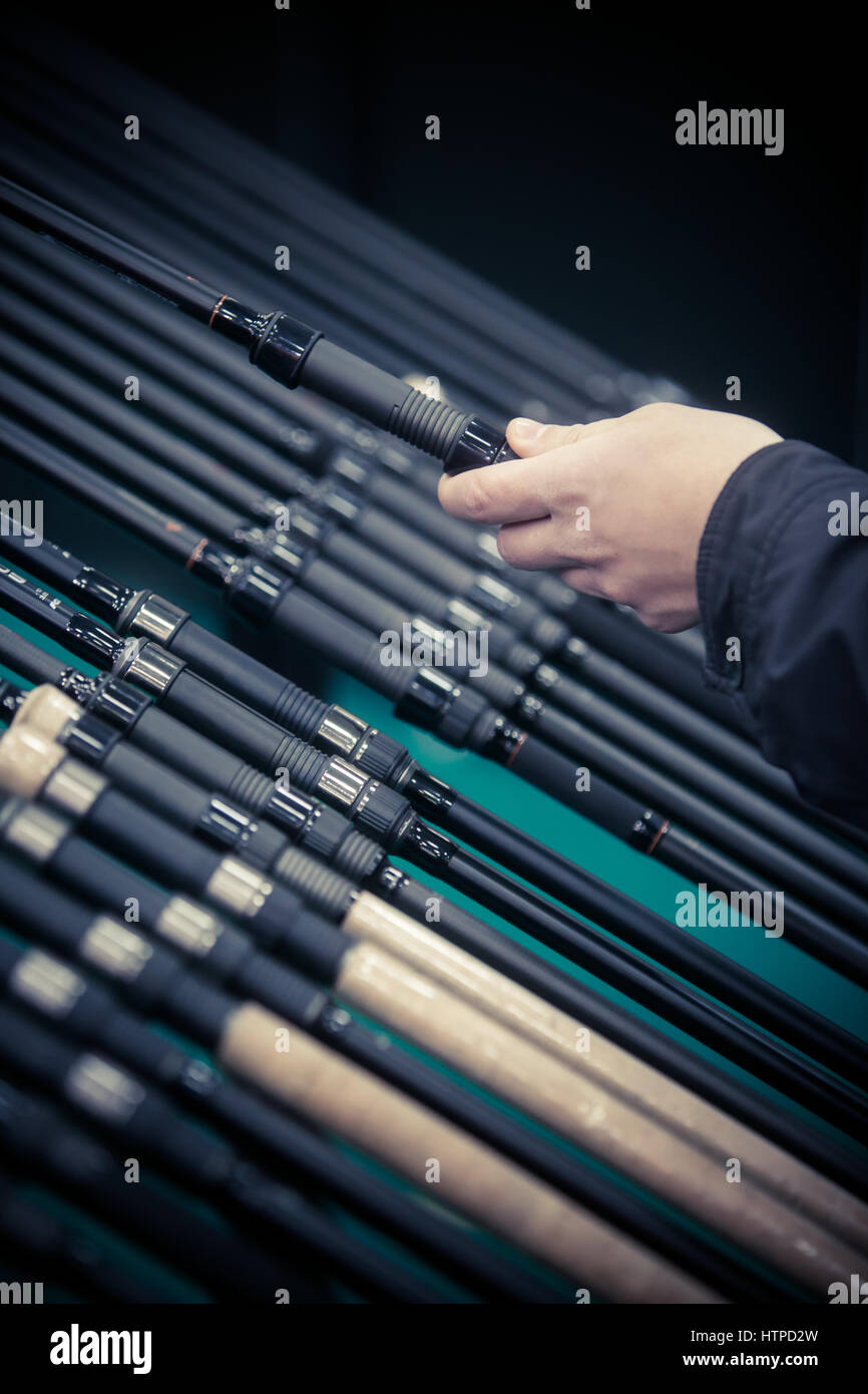 Close up shot of some fishing rods Stock Photo - Alamy