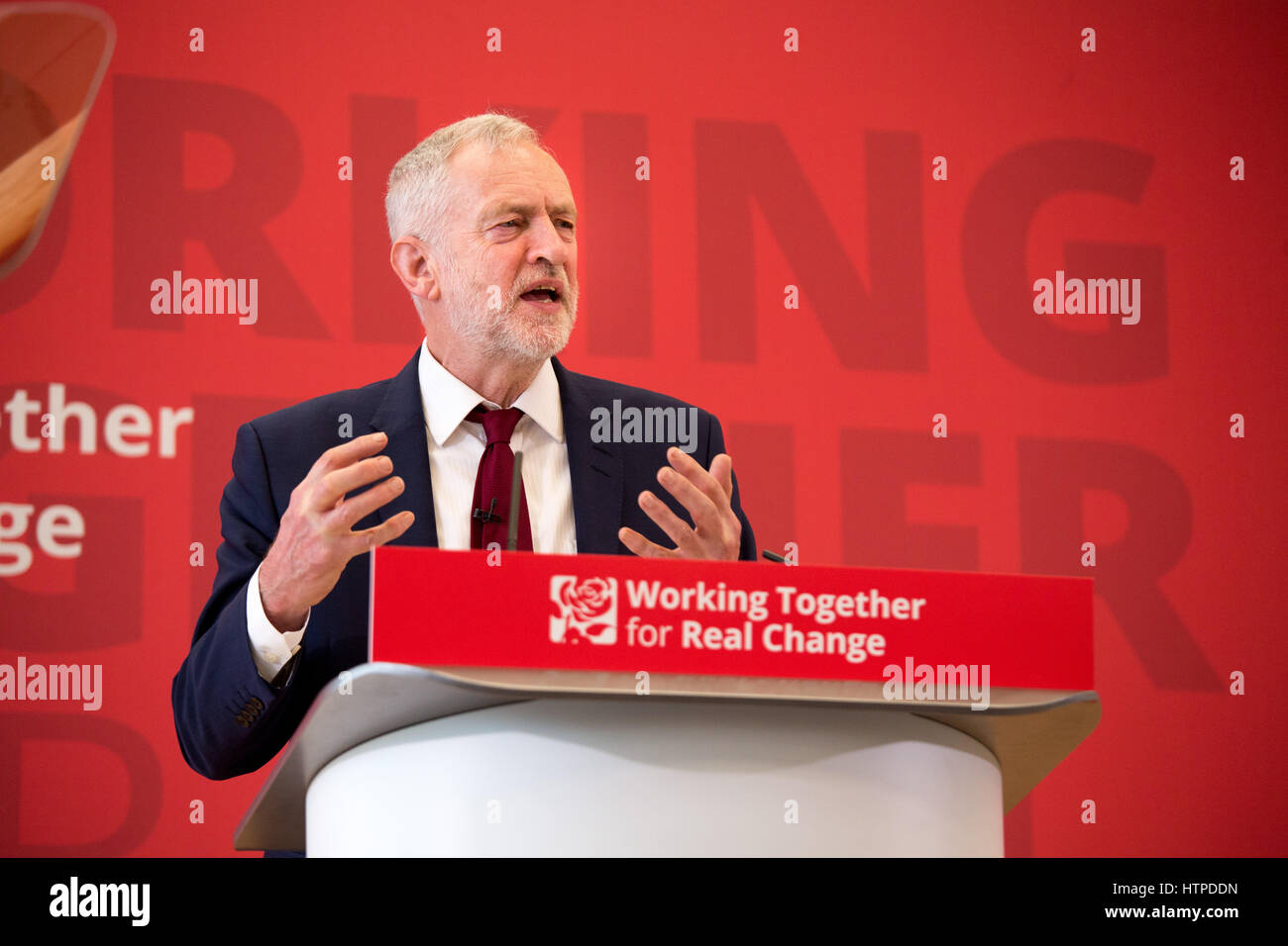 Labour Leader Jeremy Corbyn speaking at a Local Labour meeting held at ...