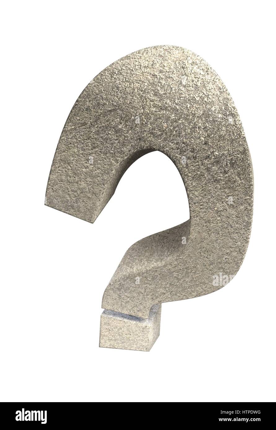 Looking cartoon question mark from concrete, 3d illustration Stock ...