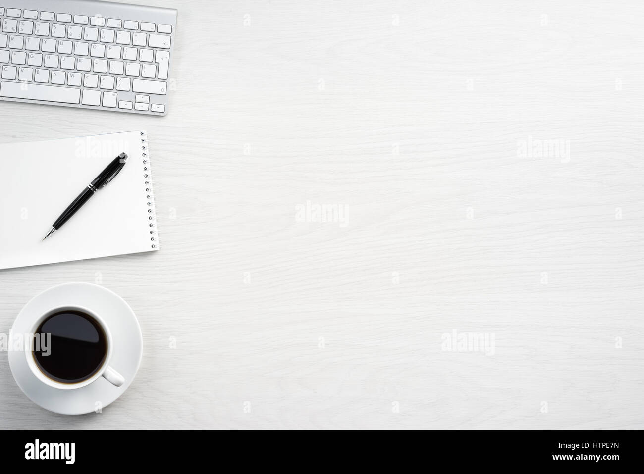 Wood table of business workplace, top view with copy space Stock Photo ...