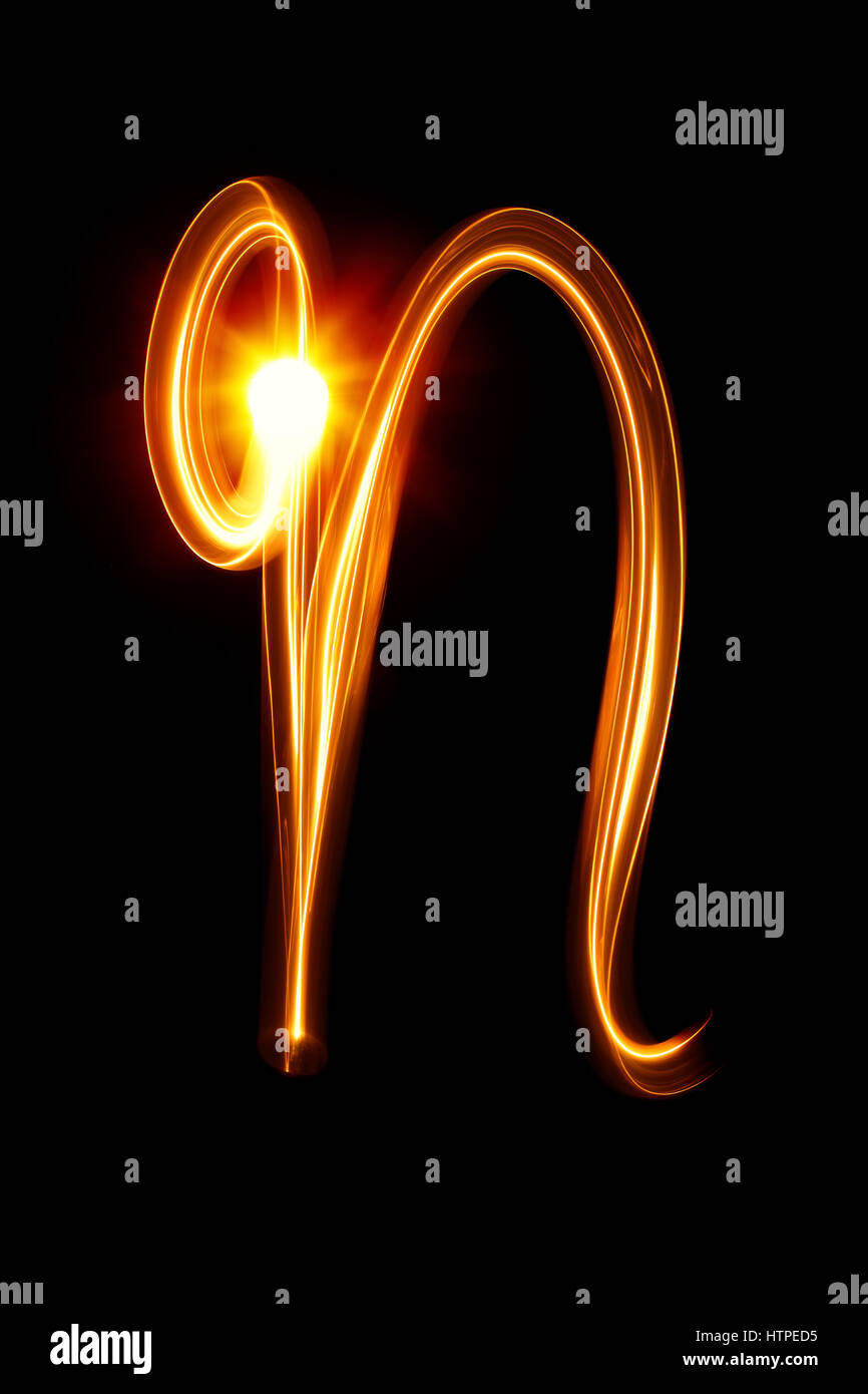 N - Created by light alphabet over black background Stock Photo - Alamy