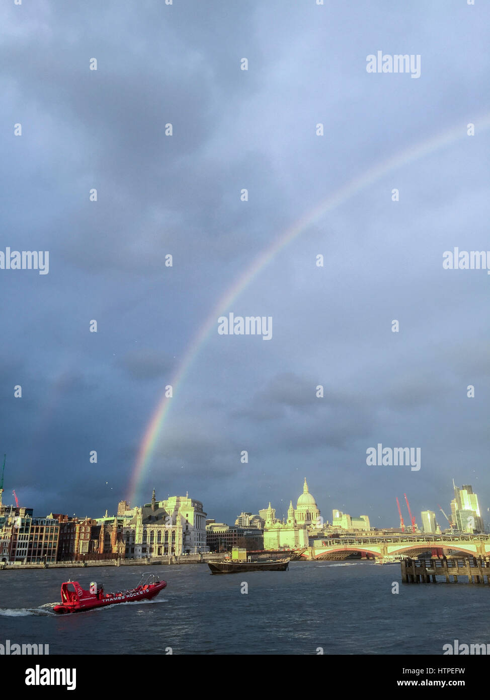 Double rainbow over river Thames London Stock Photo - Alamy