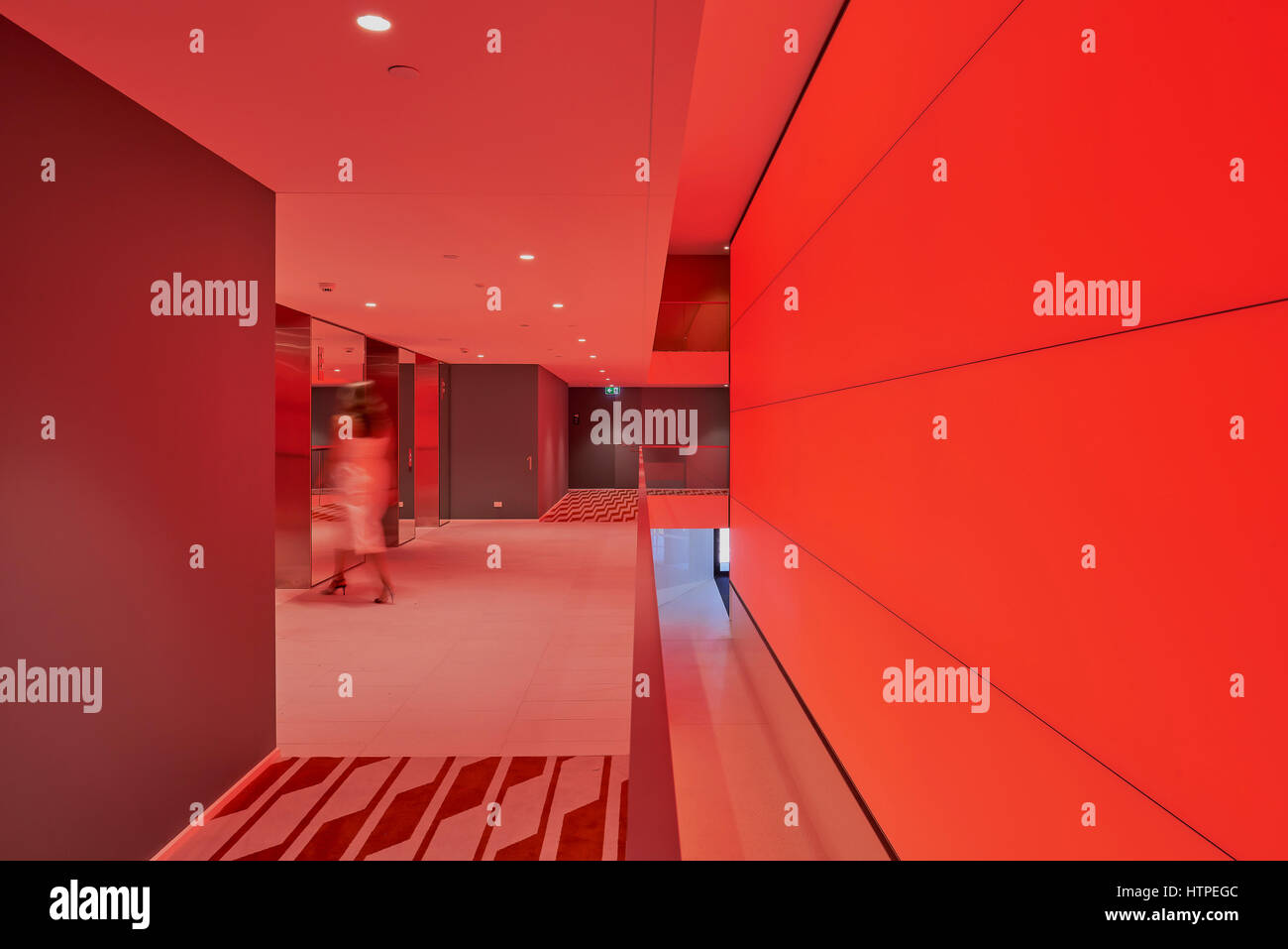 First floor lobby area with changing coloured screen. Connor Apartments ...