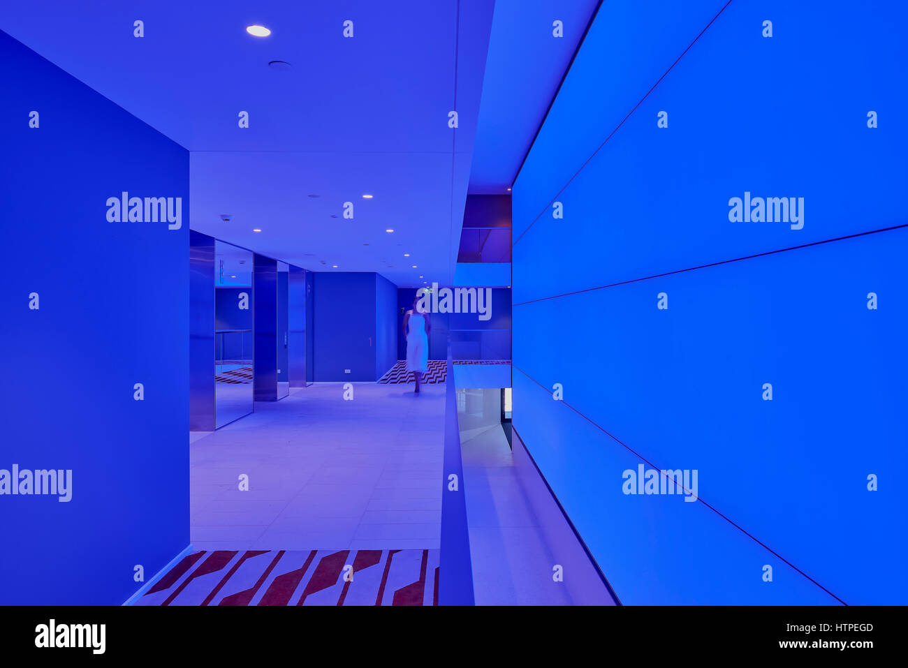 First floor lobby area with changing coloured screen. Connor Apartments ...