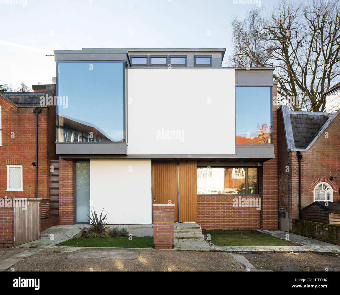 Exterior view of front of house. Private House, London, United Kingdom ...