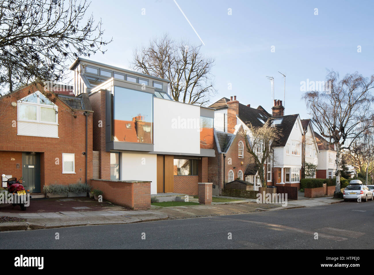 Exterior view of front of house across street. Private House, London ...
