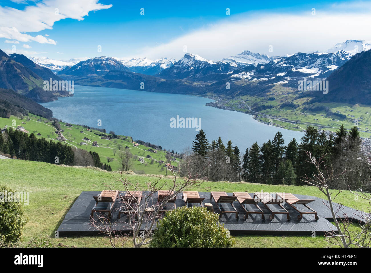 Lake Lucerne landscape, taken from the Buergenstock mountain resort ...