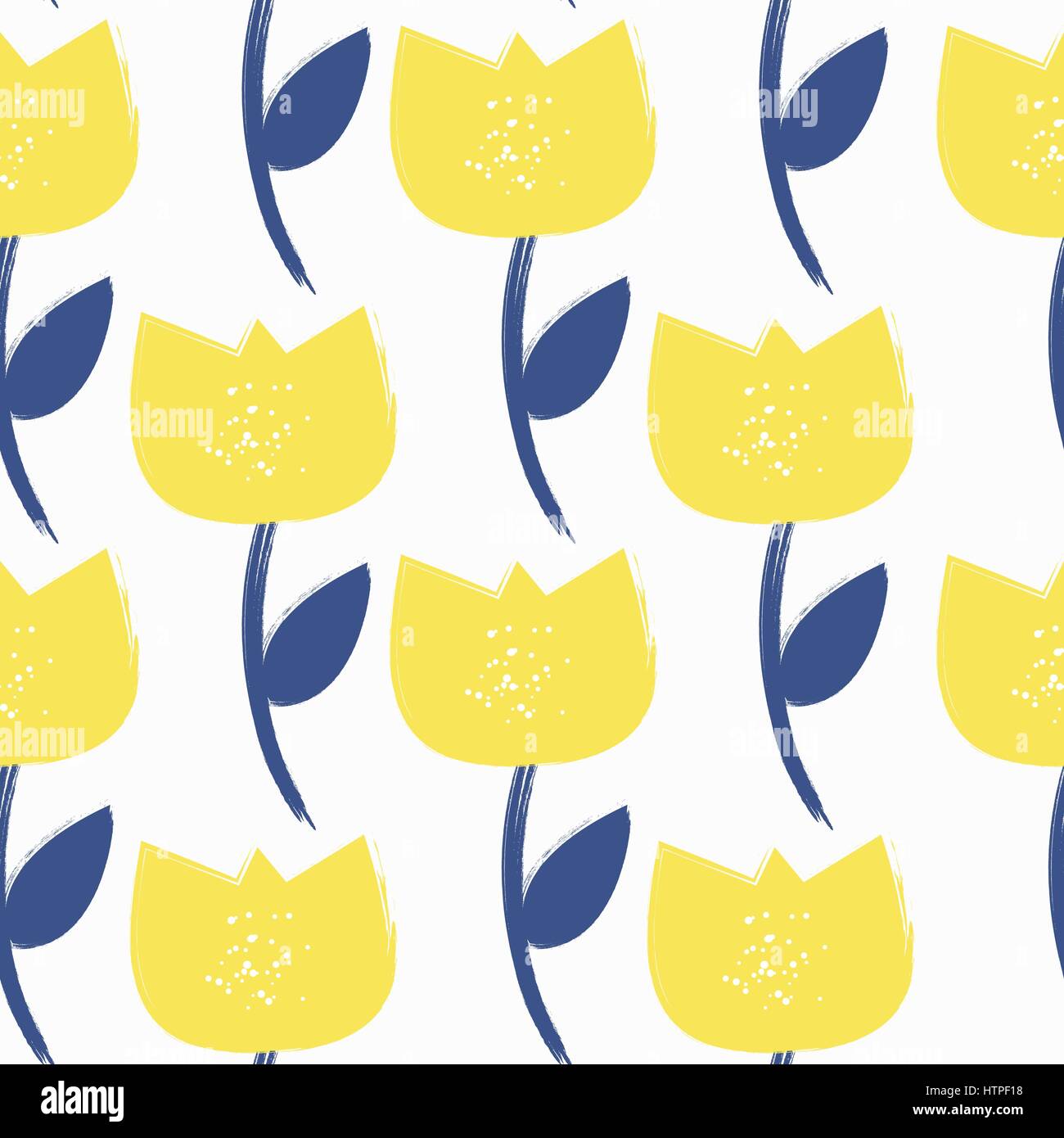 Simple Flower Seamless Pattern Background Vector Illustration Stock ...
