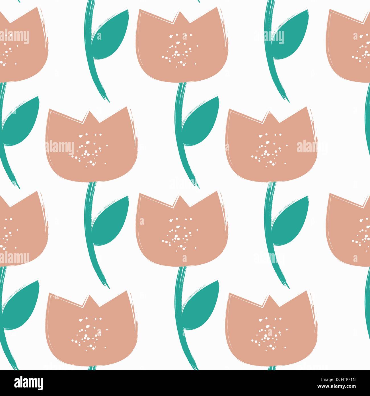 Simple Flower Seamless Pattern Background Vector Illustration Stock ...