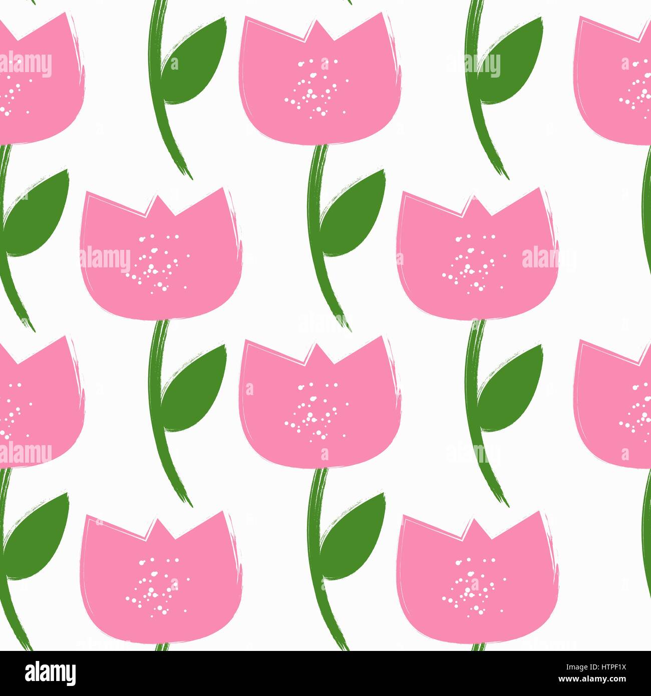 Simple Flower Seamless Pattern Background Vector Illustration Stock