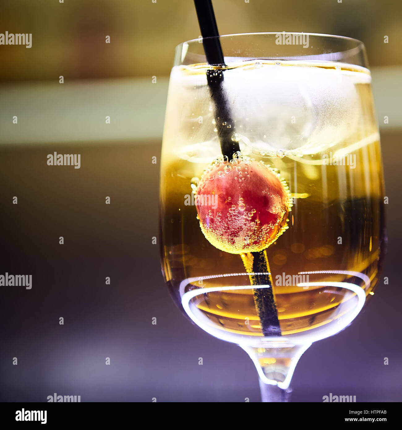 Grapes floating in champagne creating lots of bubbles Stock Photo - Alamy