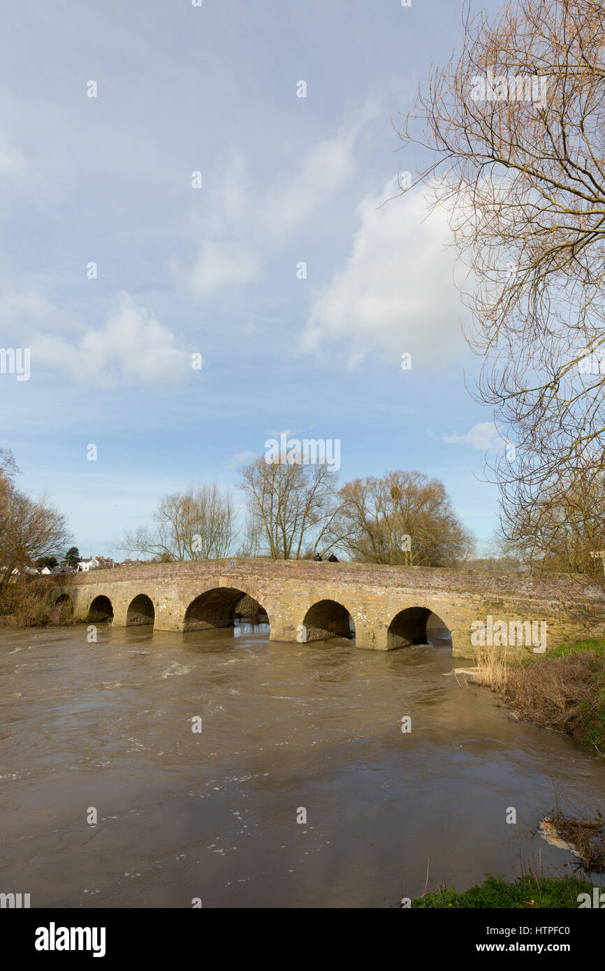 Pershore Bridge, a 17th century stone bridge across the River Avon at ...