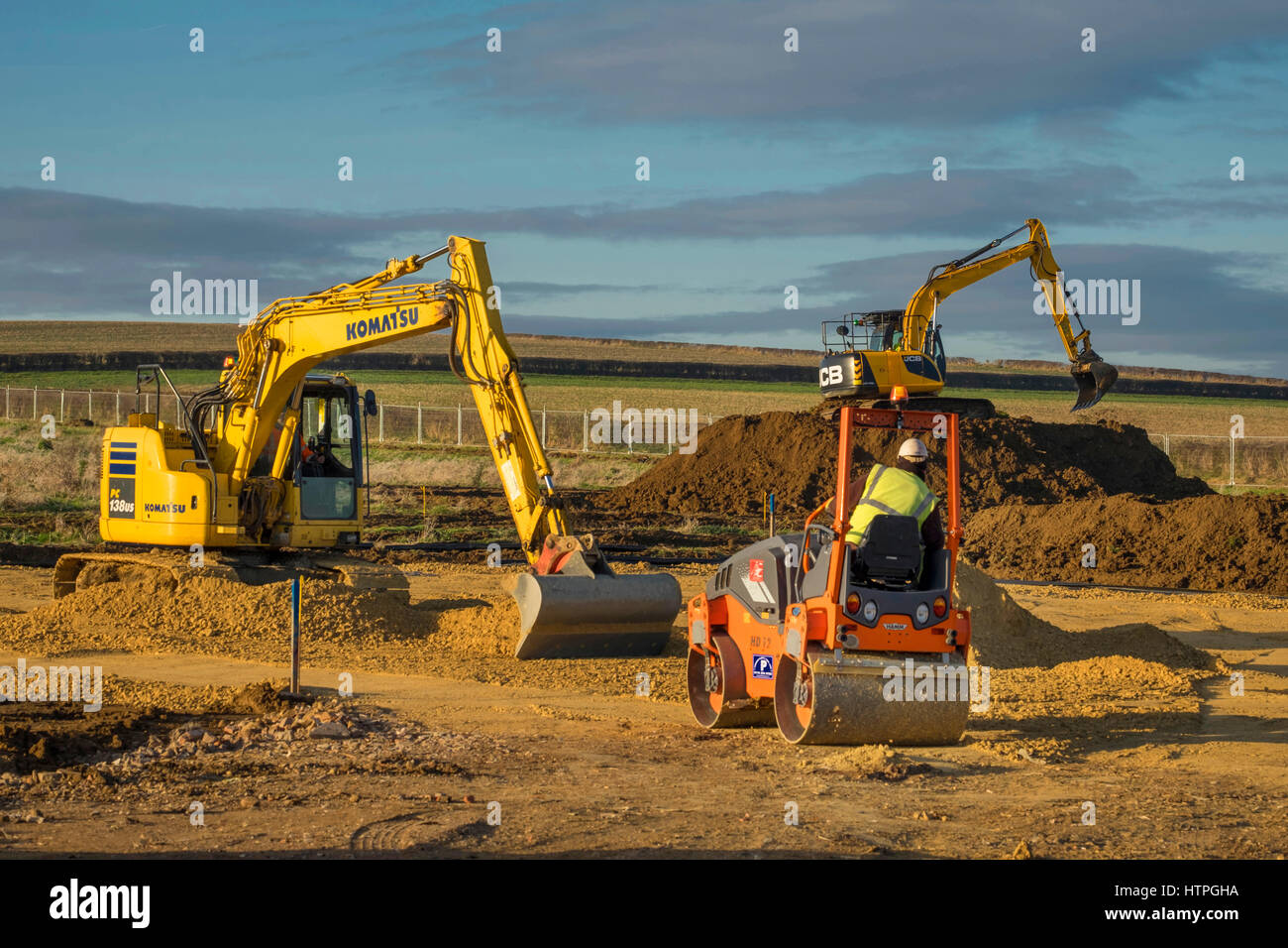 Heavy machinery being used for preparation for house building, Grantham ...