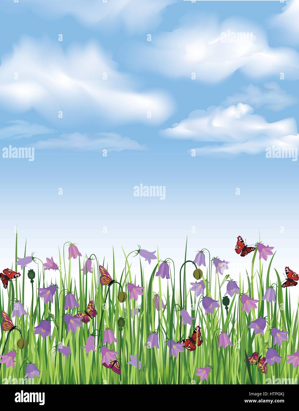 Floral landscape. Flower background. Flourish garden border Stock ...
