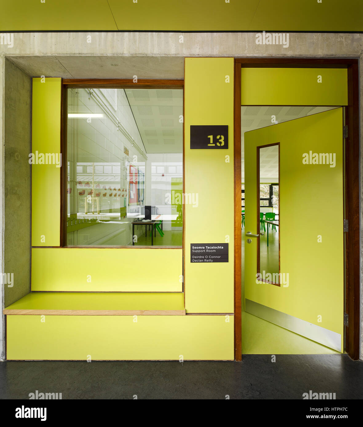 View of classroom exterior showing window through to room. Oughterard ...