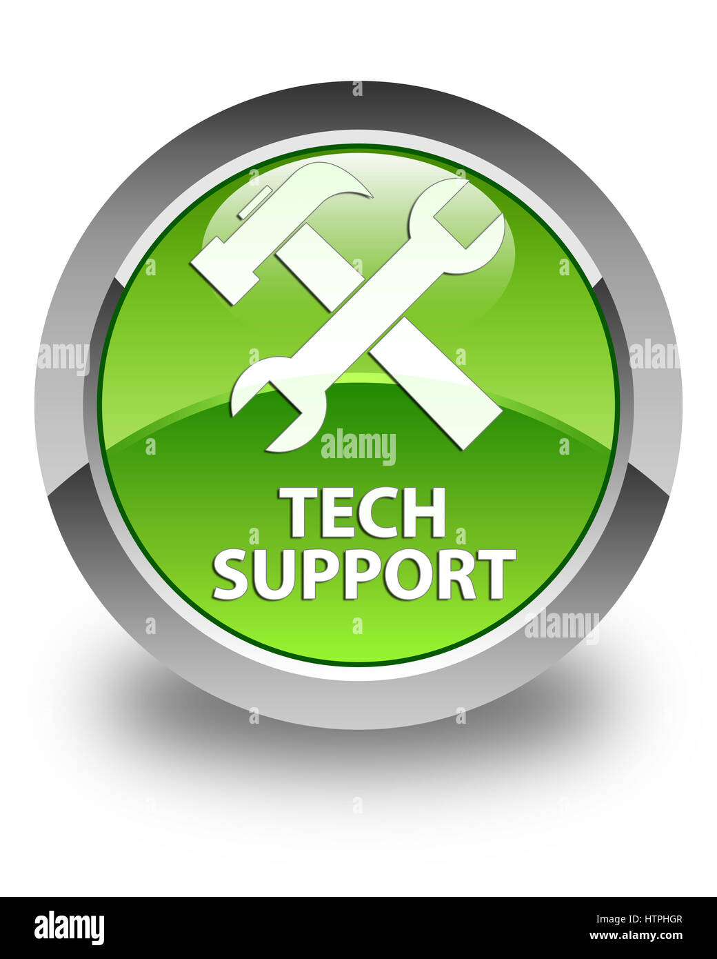 Tech support (tools icon) isolated on glossy green round button ...