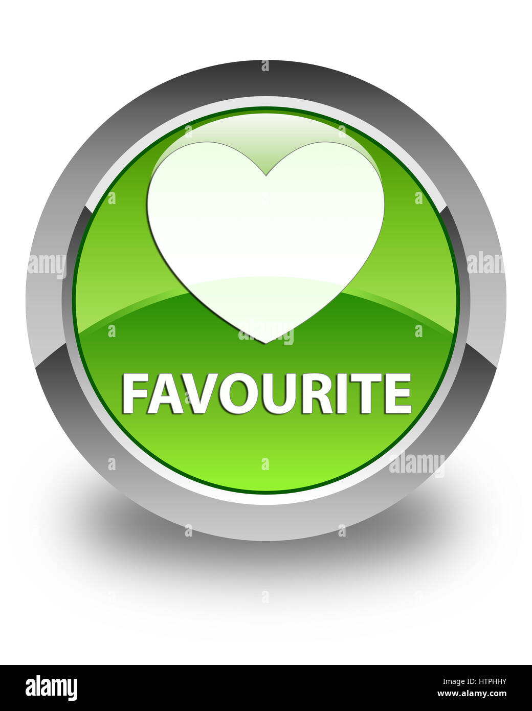 Favourite (heart icon) isolated on glossy green round button abstract ...