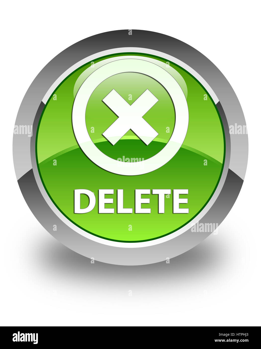 Delete isolated on glossy green round button abstract illustration ...