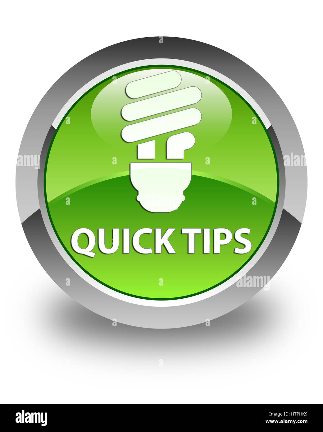 Quick tips (bulb icon) isolated on glossy green round button abstract ...
