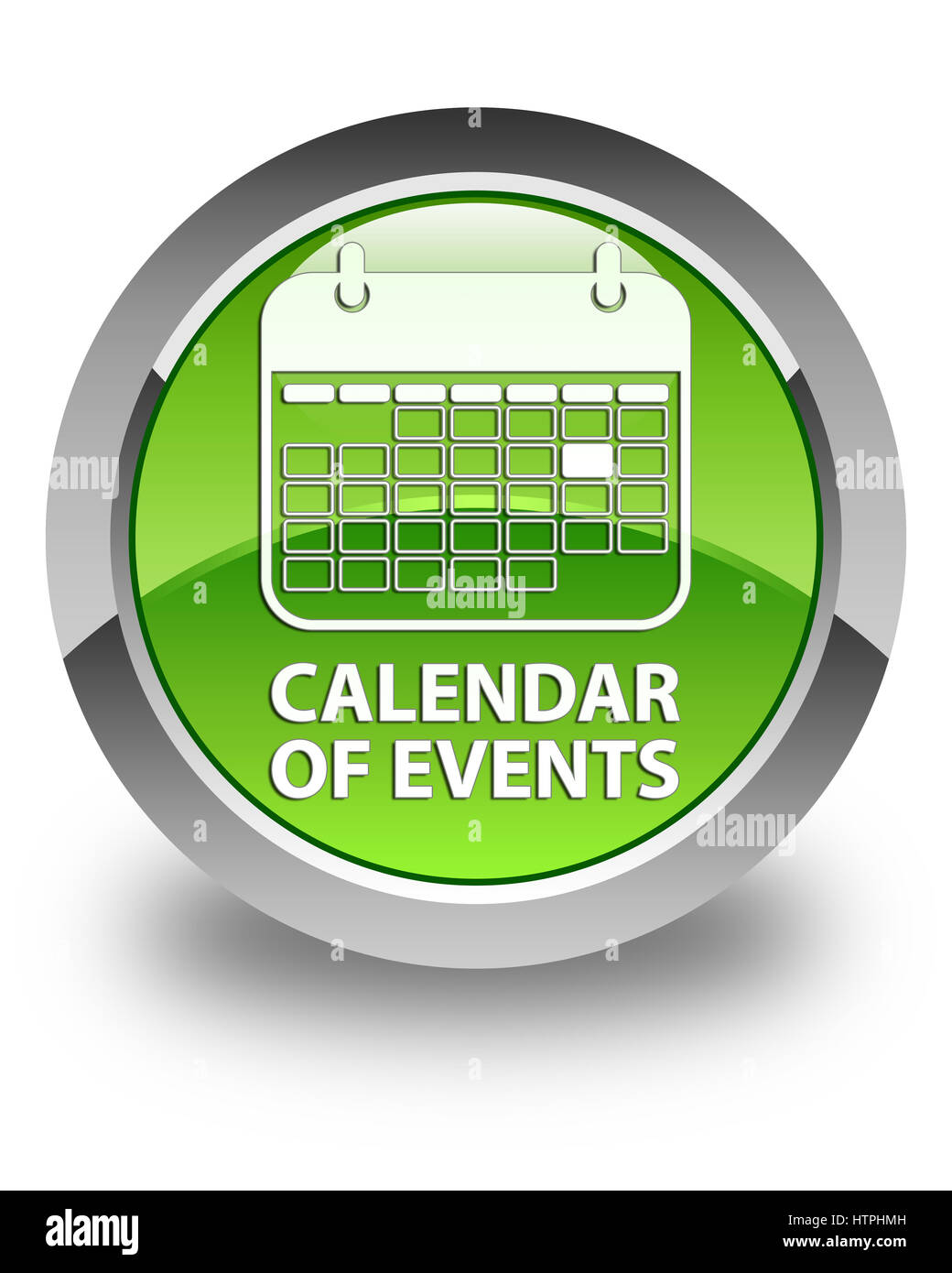 Calendar of events isolated on glossy green round button abstract ...