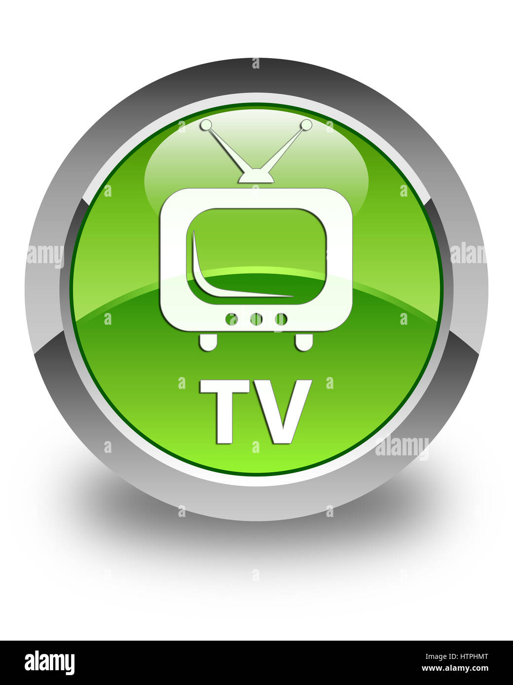 TV isolated on glossy green round button abstract illustration Stock ...