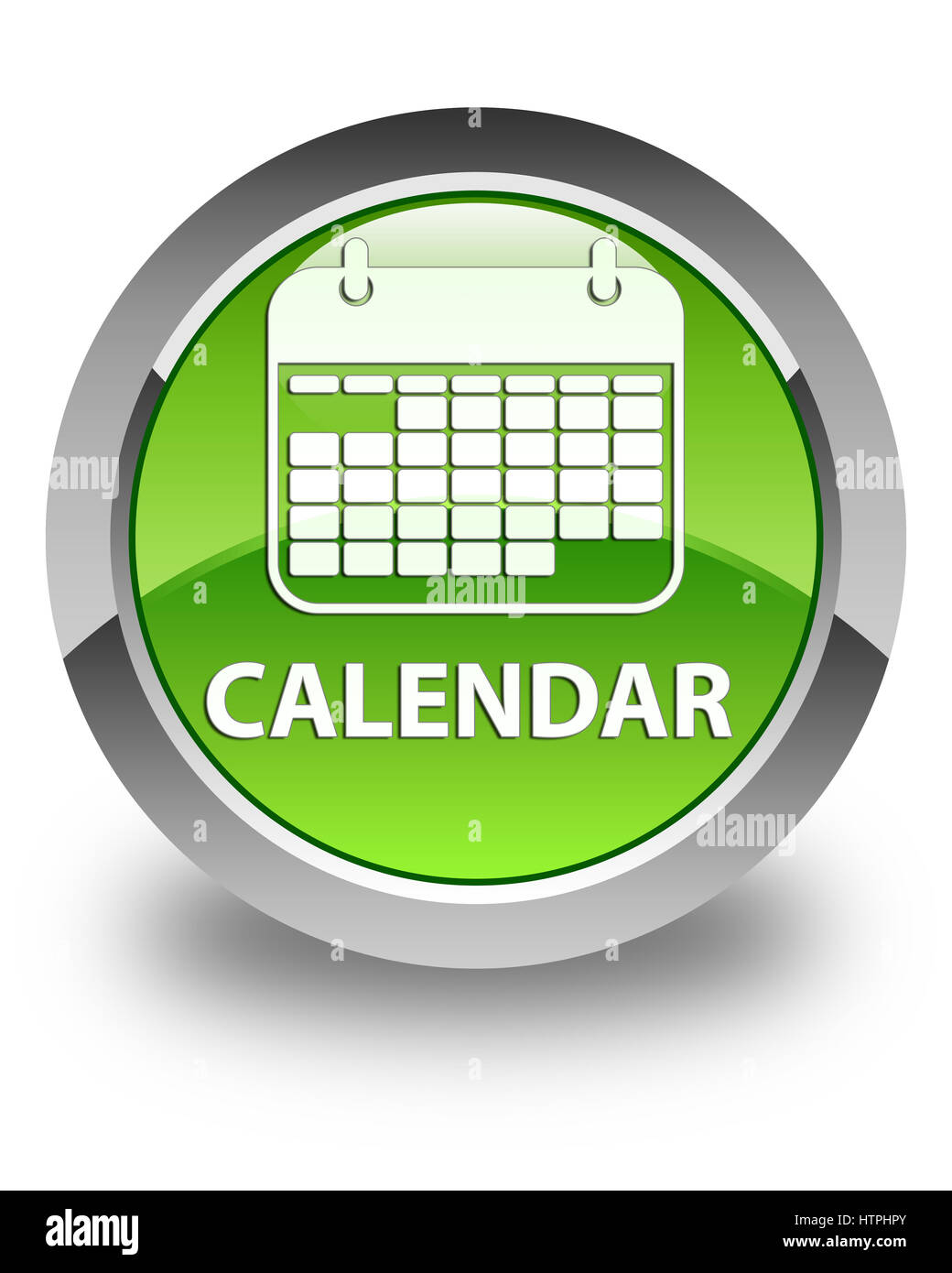 Calendar isolated on glossy green round button abstract illustration ...