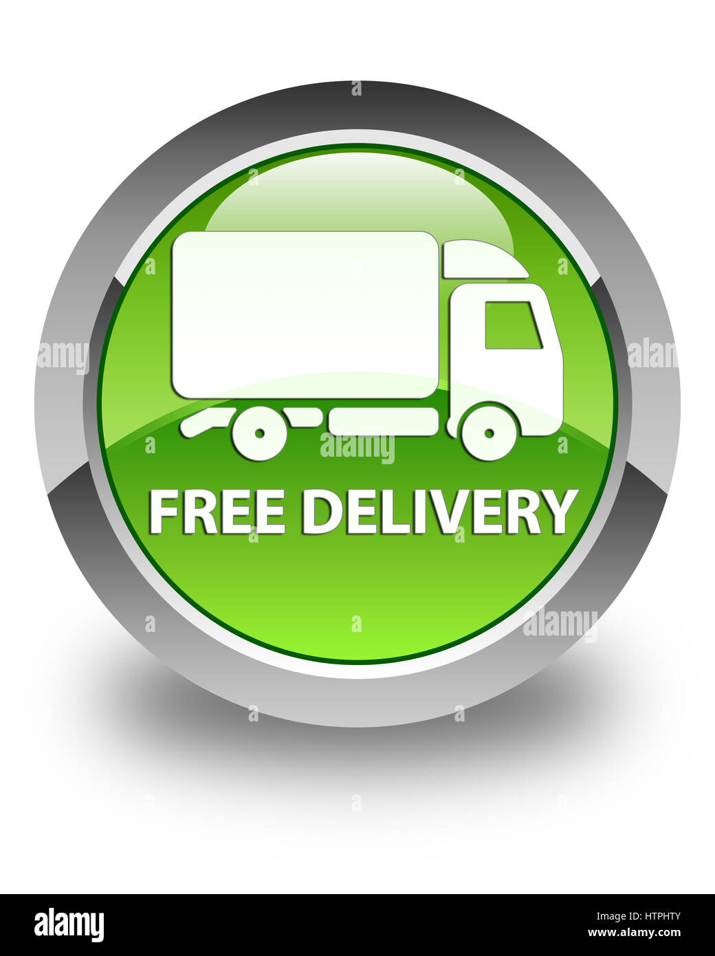 Free delivery isolated on glossy green round button abstract ...