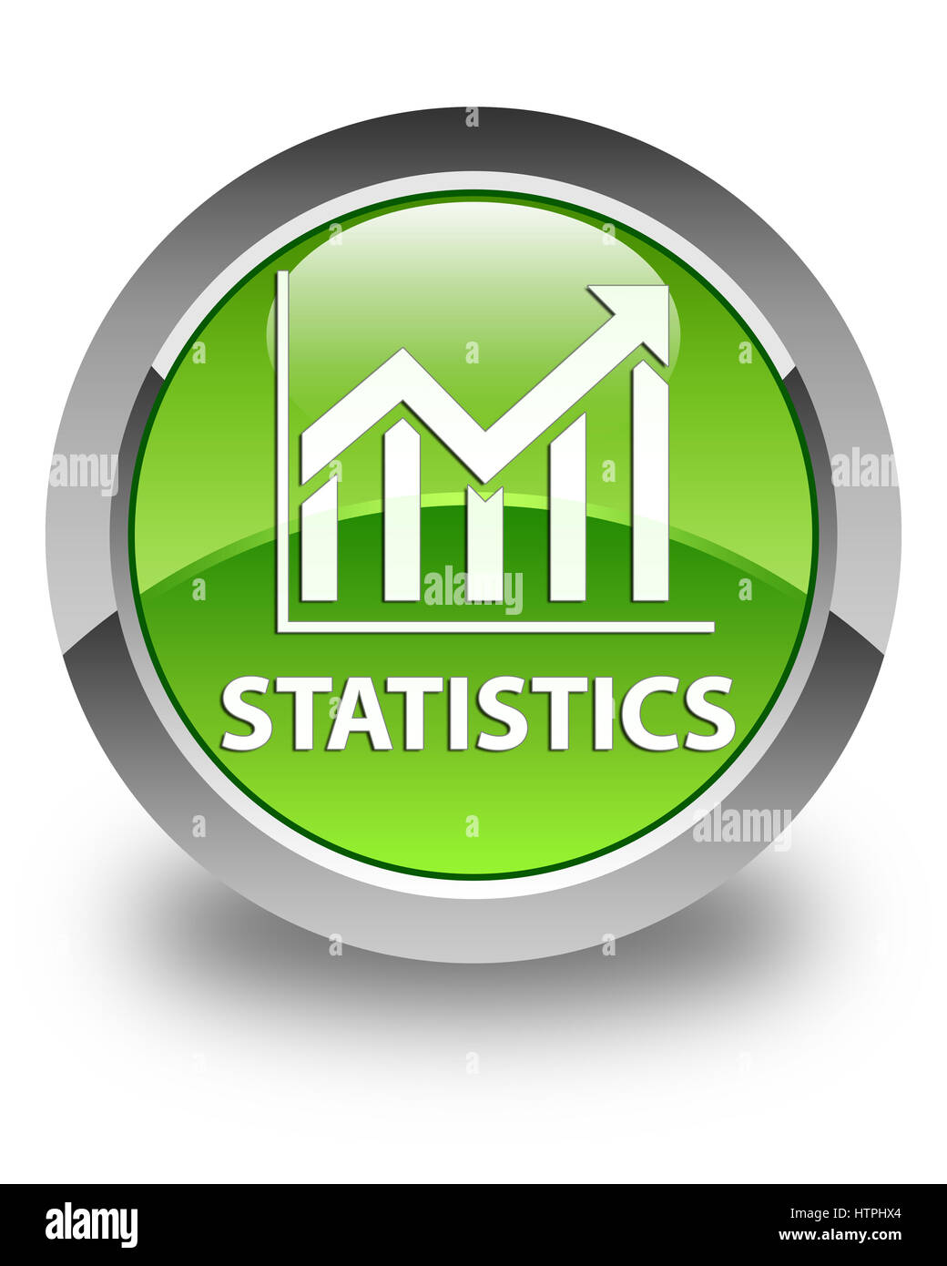 Statistics isolated on glossy green round button abstract illustration ...