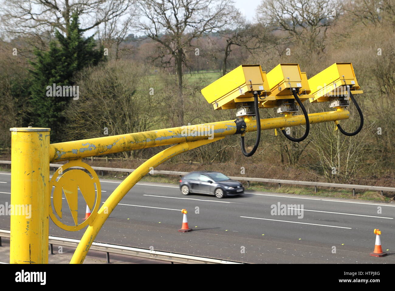 Fleet, Hampshire, UK - March 11th 2017: Average speed cameras in ...