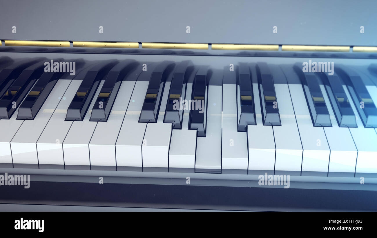 Grand piano keyboard are pressed. 3d rendering. Classic music concept ...