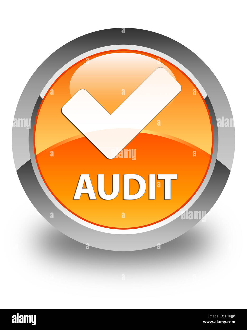 Audit (validate icon) isolated on glossy orange round button abstract ...