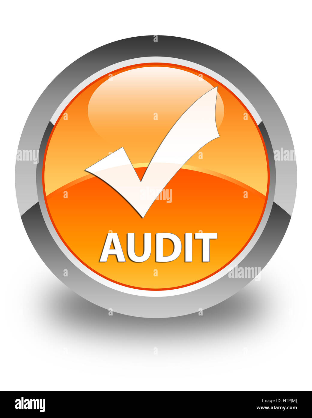Audit (validate icon) isolated on glossy orange round button abstract ...