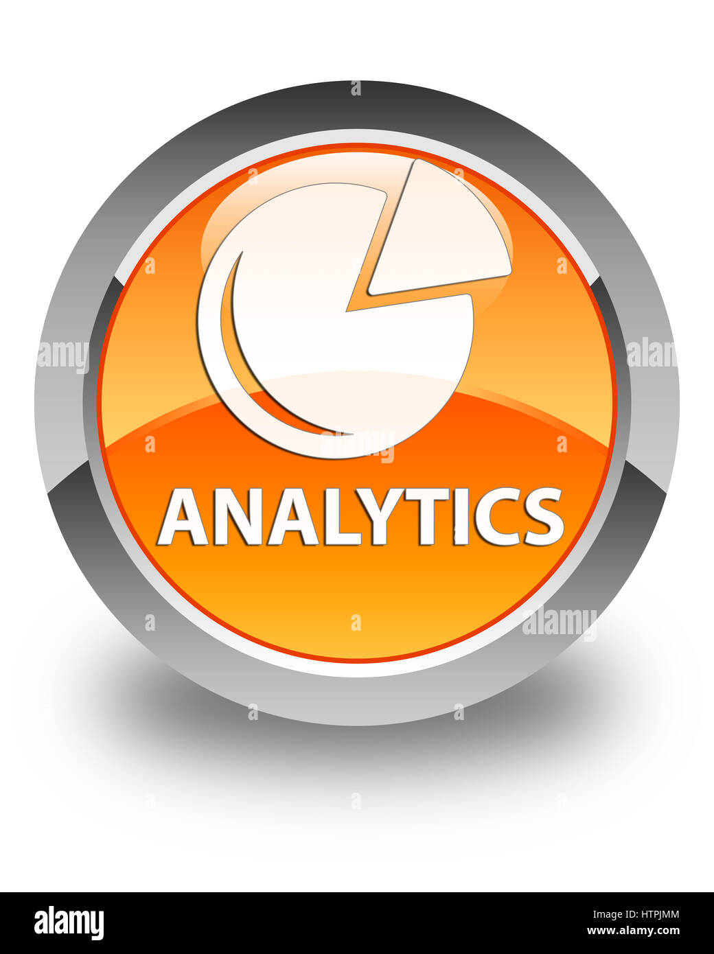 Analytics (graph icon) isolated on glossy orange round button abstract ...