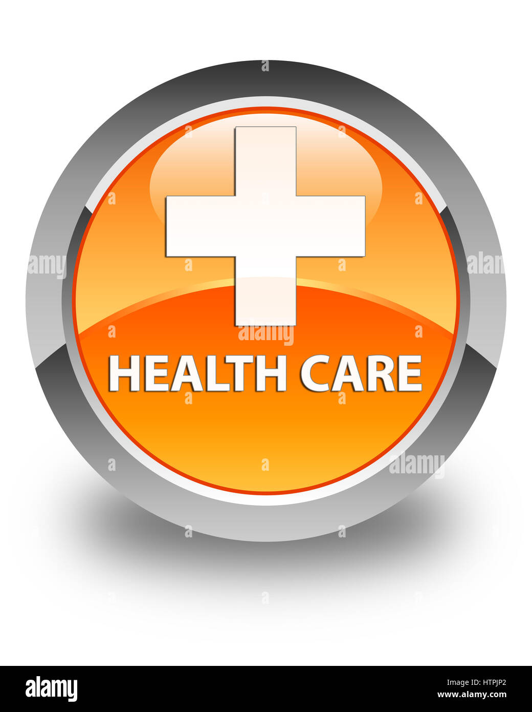 Health care (plus sign) isolated on glossy orange round button abstract ...