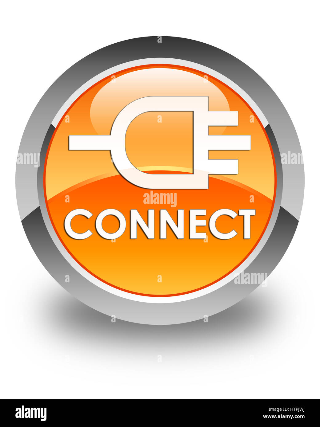 Connect isolated on glossy orange round button abstract illustration ...