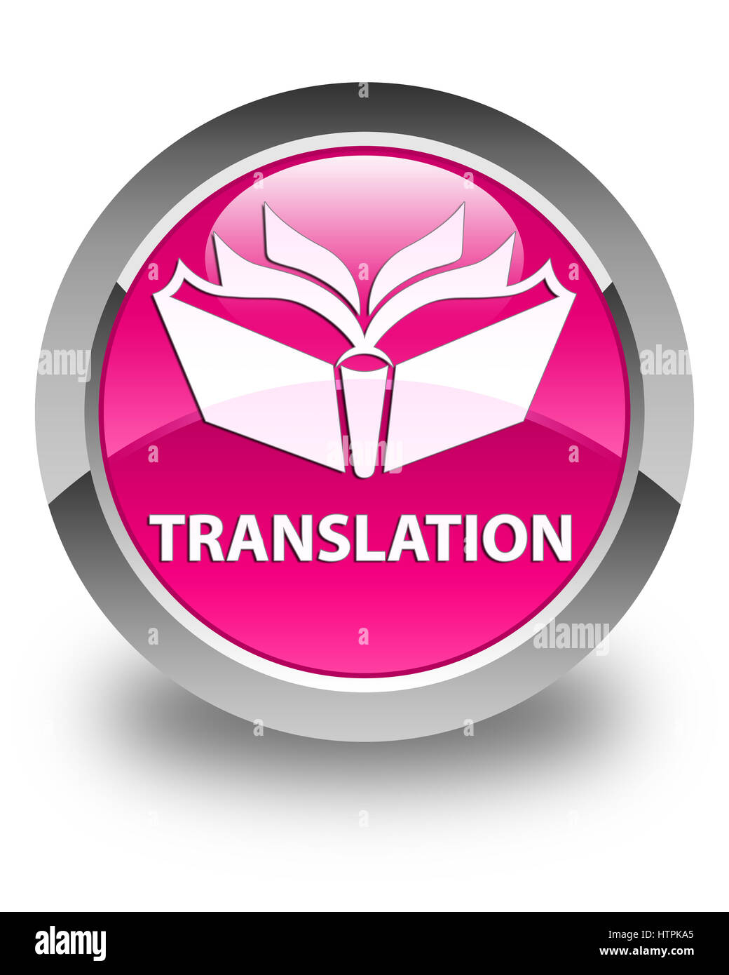 Translation isolated on glossy pink round button abstract illustration ...