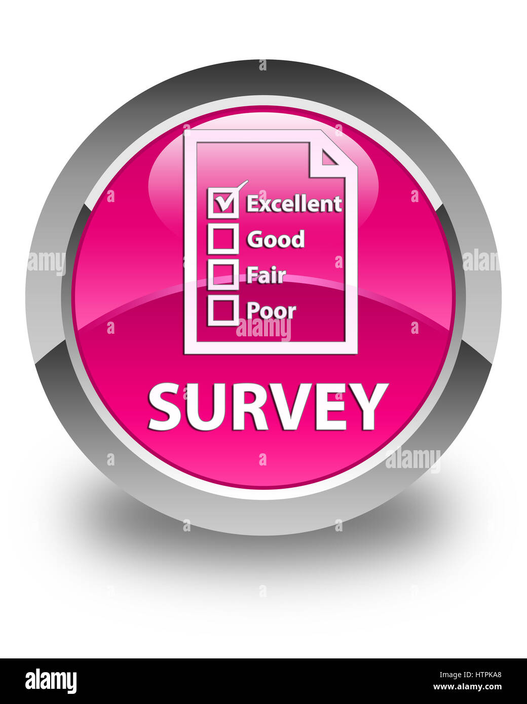 Survey (questionnaire icon) isolated on glossy pink round button ...