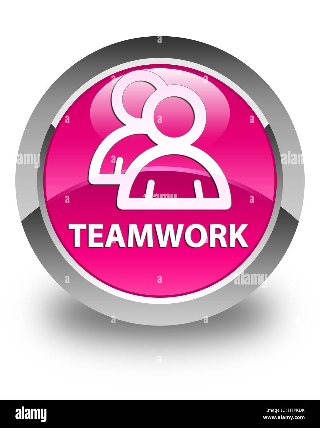 Teamwork (group icon) isolated on glossy pink round button abstract ...