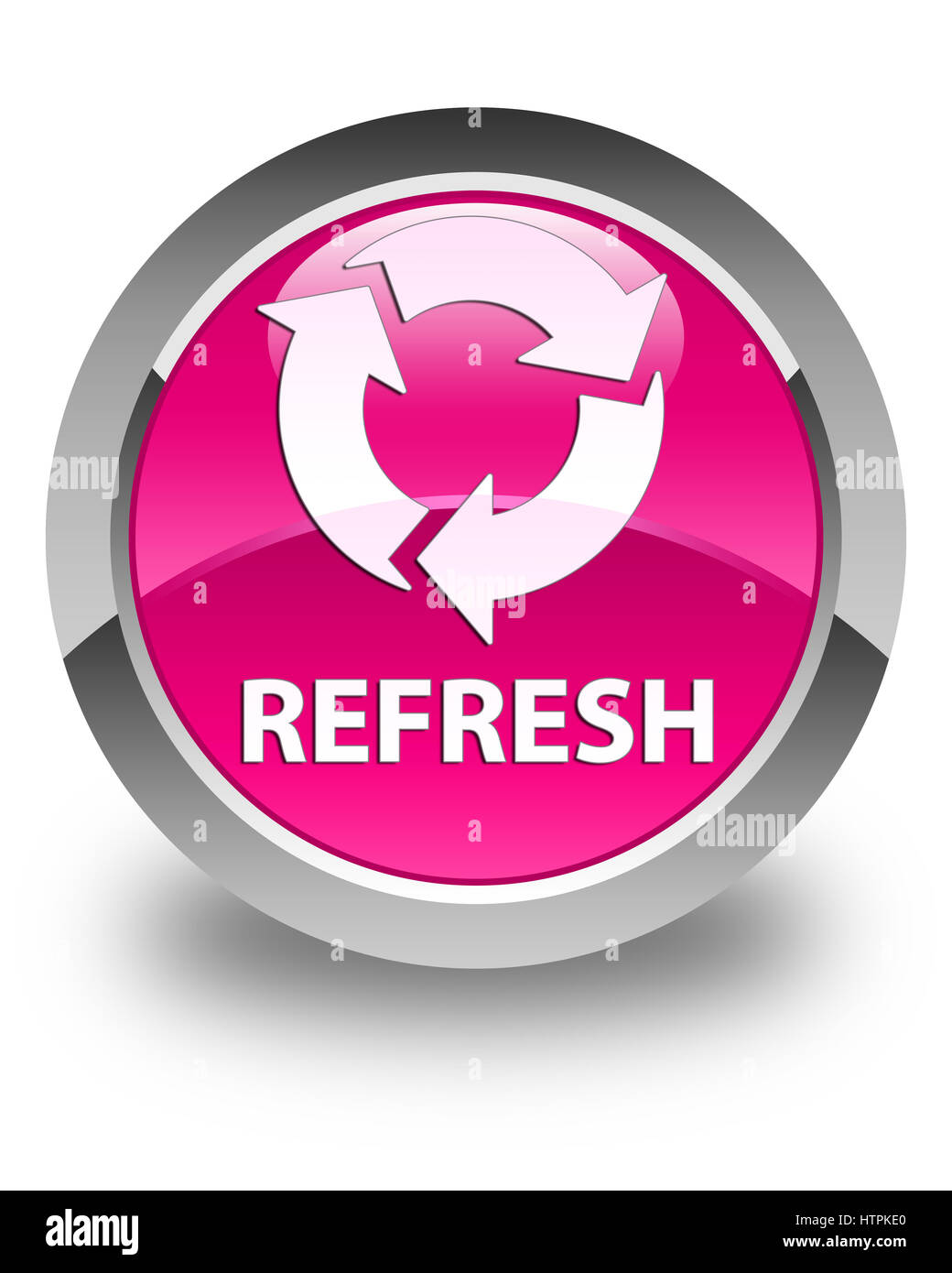 Refresh isolated on glossy pink round button abstract illustration ...