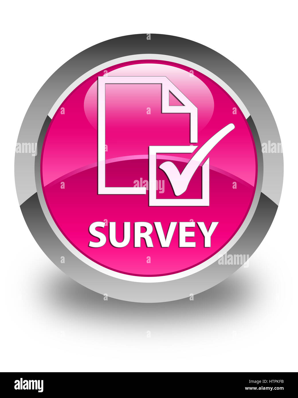 Survey isolated on glossy pink round button abstract illustration Stock ...