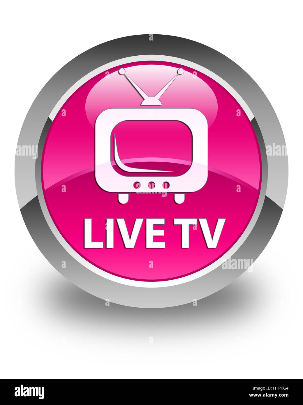 Live tv isolated on glossy pink round button abstract illustration ...