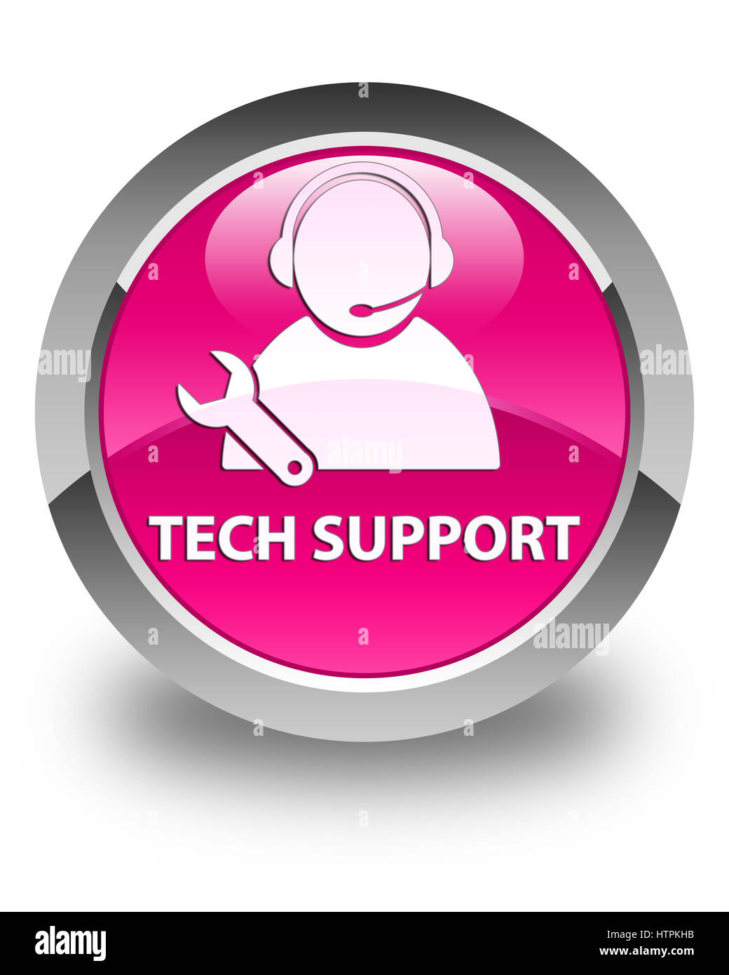 Tech support isolated on glossy pink round button abstract illustration ...