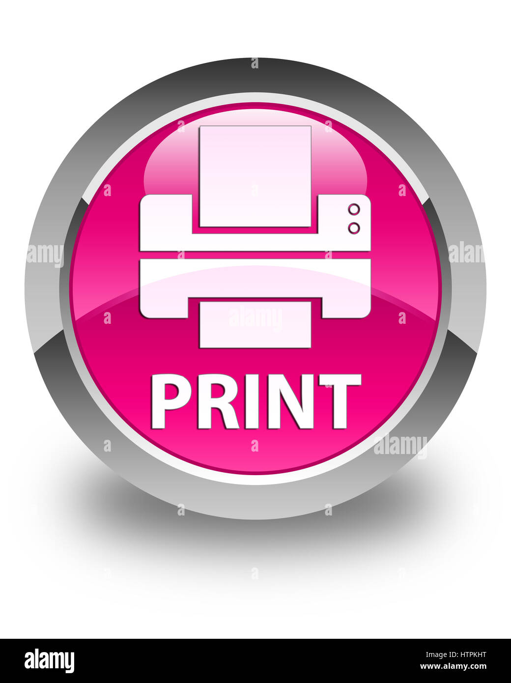 Print (printer icon) isolated on glossy pink round button abstract ...